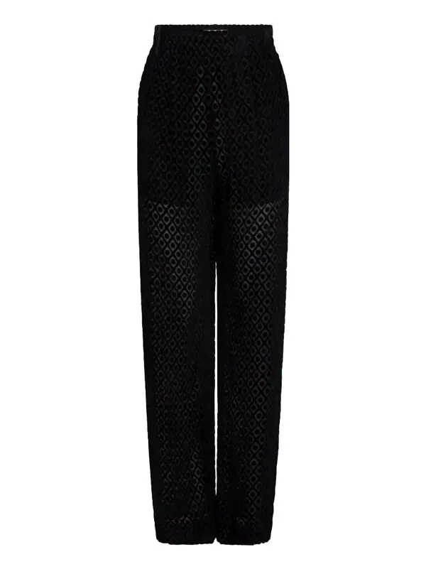 Victoria Beckham Geometric Devoré Finish Curved Leg Trousers - Black