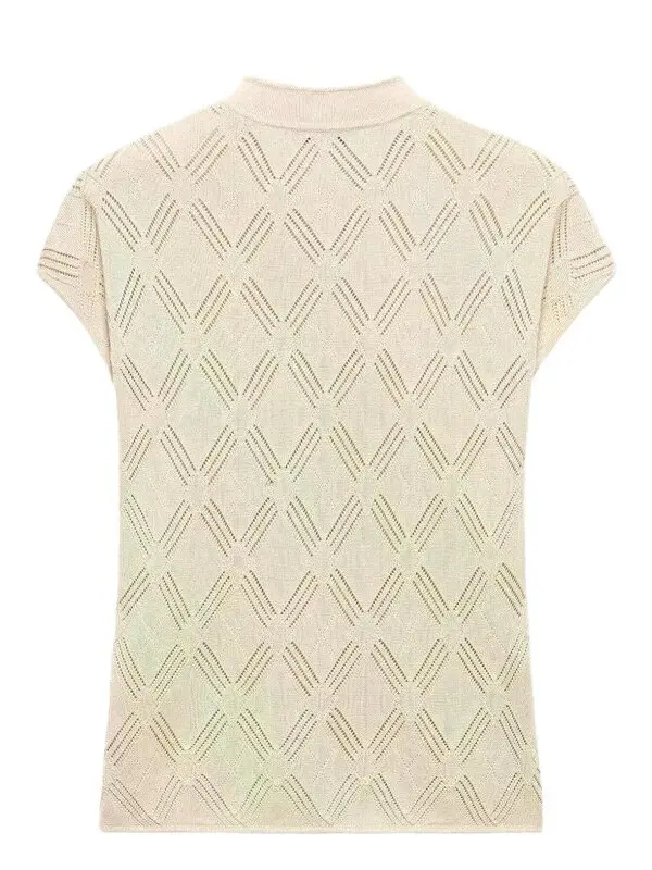 Shanghai Tang Openwork Knit Frog-fastening Top - Neutrals