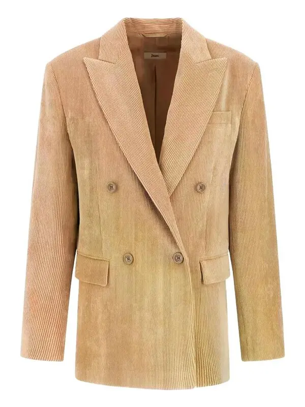 Herno Double-breasted Corduroy Blazer - Brown