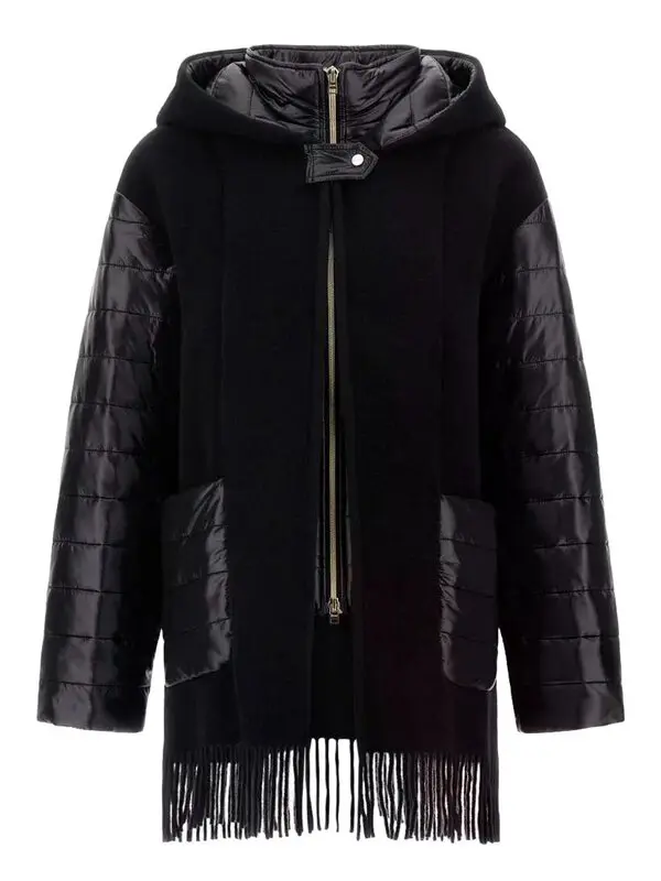 Herno Ultralight Fringed Single-breasted Coat - Black