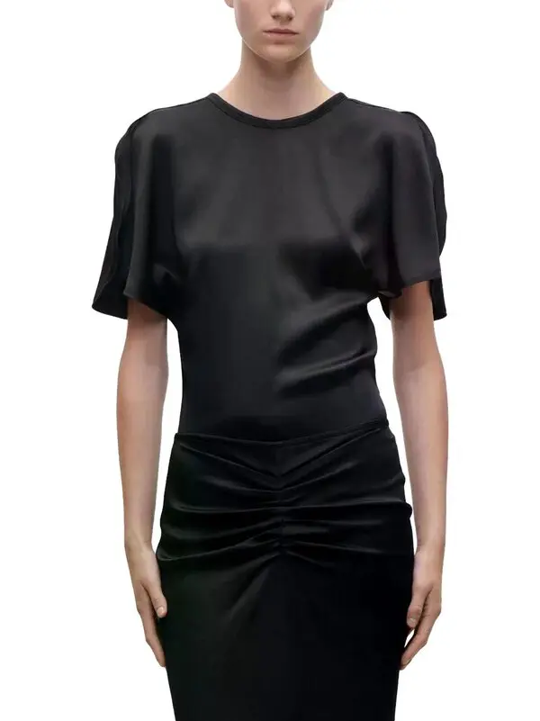 Victoria Beckham Bela Slit-sleeve Top - Black