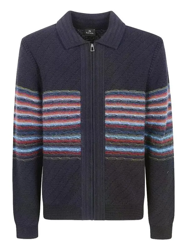 Paul Smith Striped Cotton Cardigan - Blue