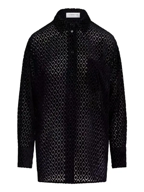 Victoria Beckham Remi Geometric Pattern Shirt - Black
