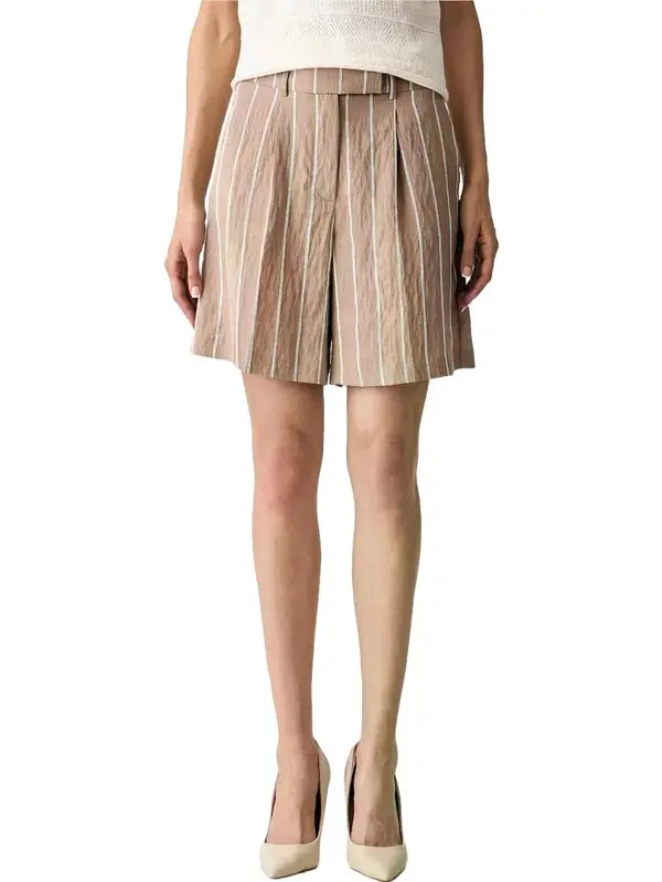 MORGAN High-waisted Striped Shorts - Neutrals