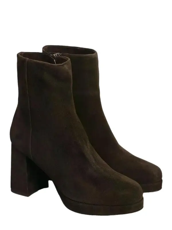 THE SELLER Suede Platform Ankle Boots - Brown