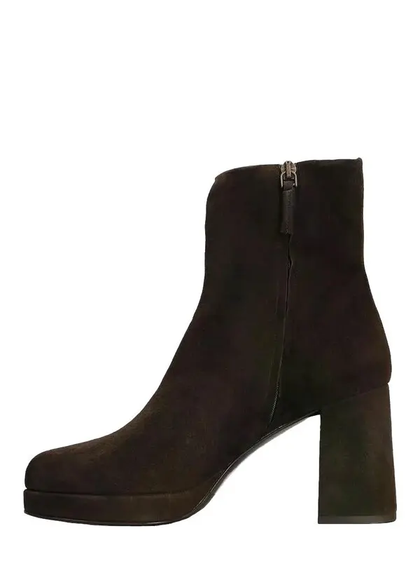 THE SELLER Suede Platform Ankle Boots - Brown