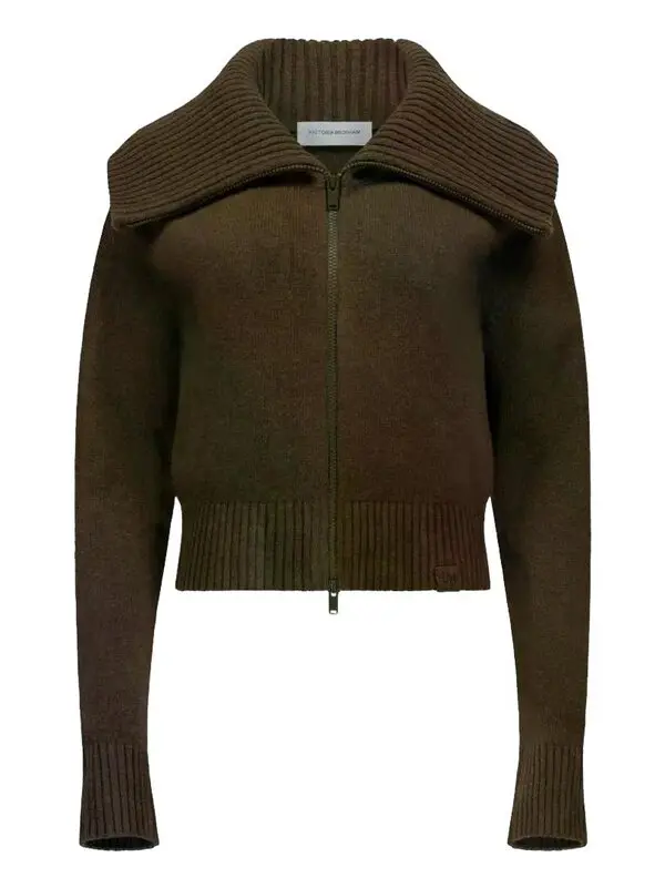 Victoria Beckham Wide-collar Zip-up Cardigan - Green