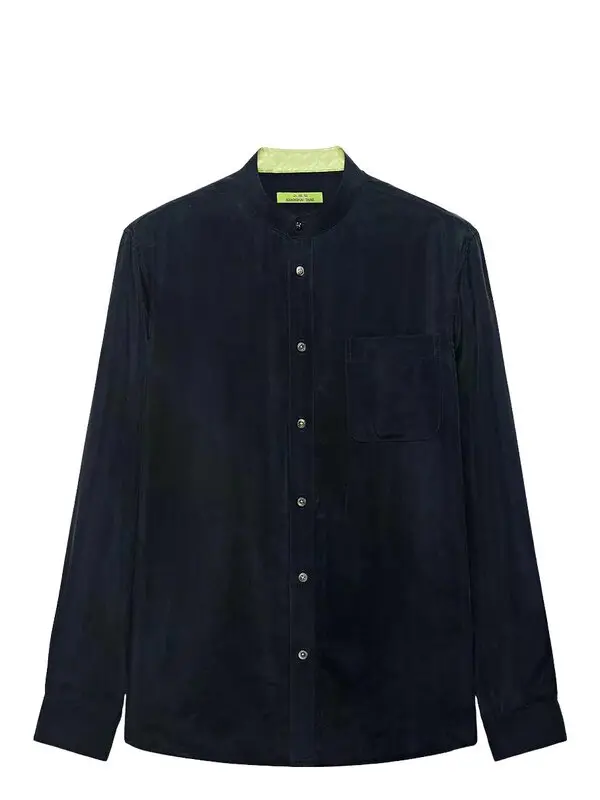 Shanghai Tang Fortune Mandarin-collar Chest-pocket Shirt - Blue