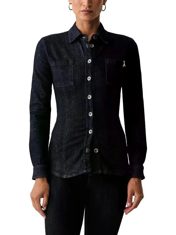 Patrizia Pepe Fly Logo Plaque Denim Shirt - Blue