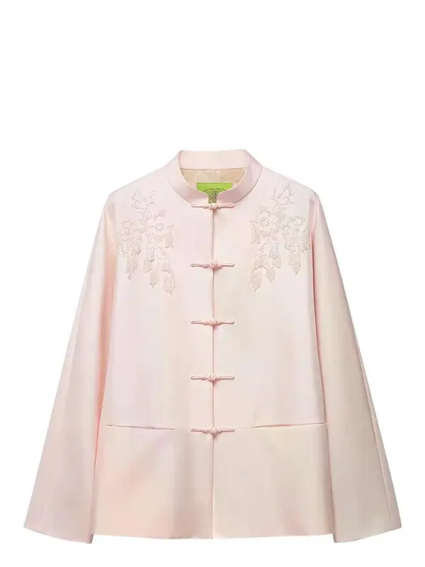 Shanghai Tang Beaded Twill Frog-fastening Jacket - Pink