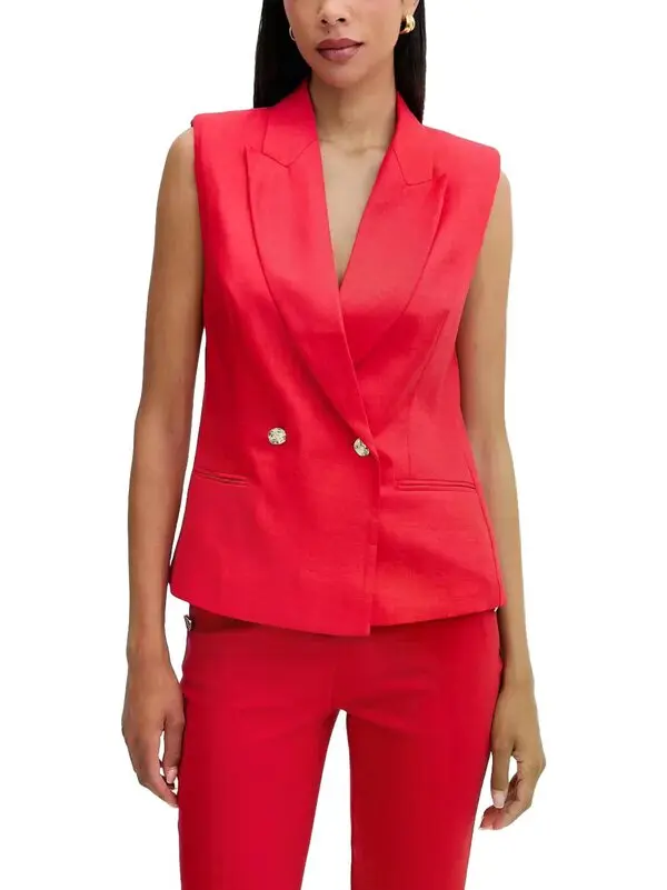 MORGAN Double-breasted Sleeveless Top With Peak Lapels - Red