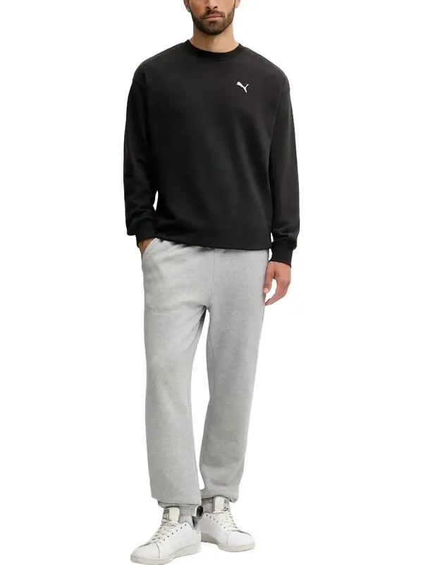 PUMA Logo Print Crew Neck Sweater - Black