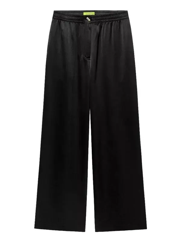Shanghai Tang Wide-leg Mulberry Silk Trousers - Black