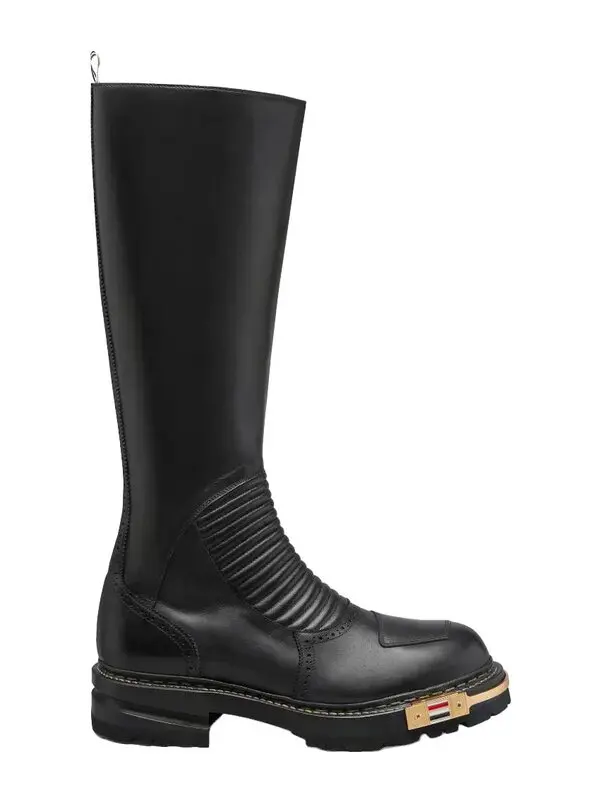 Thom Browne Leather Moto Knee-high Boots - Black