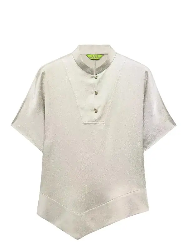 Shanghai Tang Asymmetrical Mandarin Collar Top - Grey