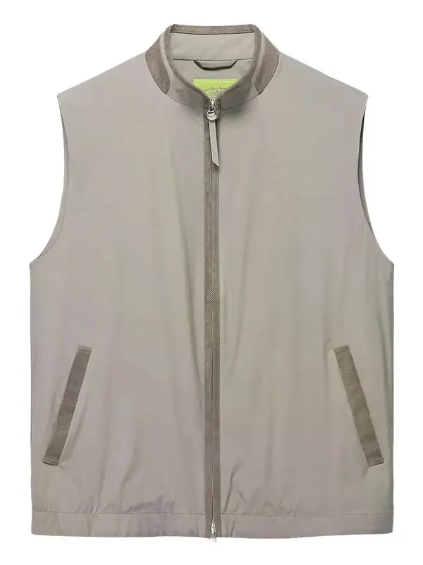 Shanghai Tang Mandarin High-neck Zip-up Vest - Neutrals
