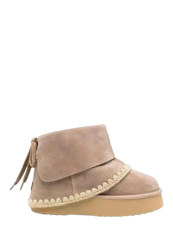 Mou Crochet-trim Ankle Boots - Neutrals