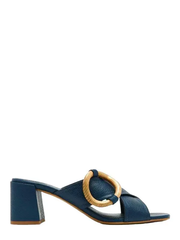 PEDRO GARCIA Uxia Crossover Strap Sandals With Wooden Buckle - Blue