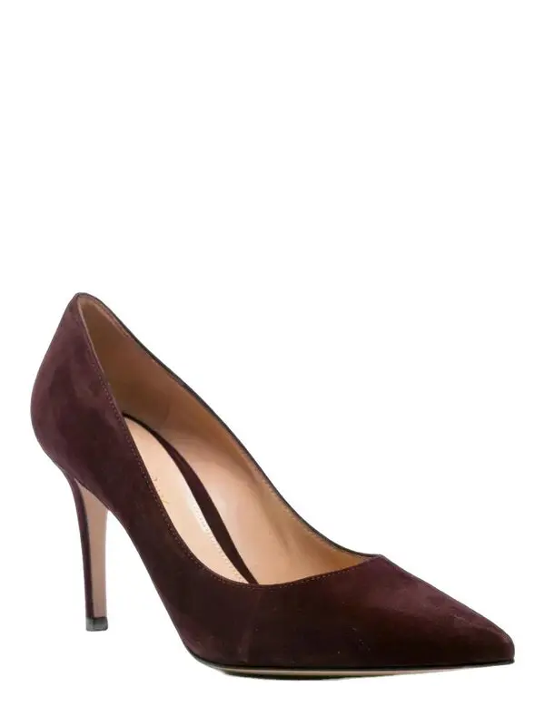 GIANVITO ROSSI Suede Pointed-toe Pumps - Red