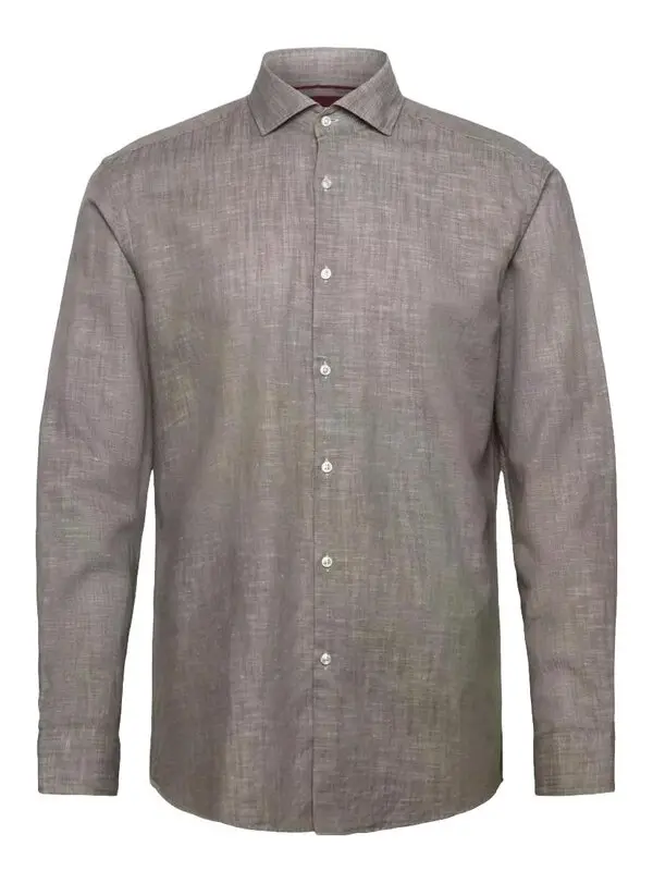 BOSS Slim-fit Shirt In Cotton And Linen - Brown