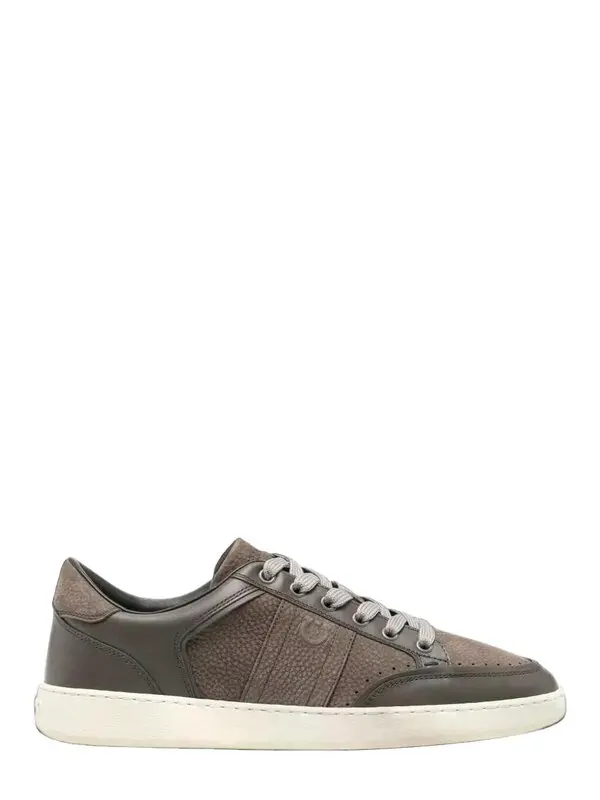 FERRAGAMO Panelled Leather Sneakers - Brown