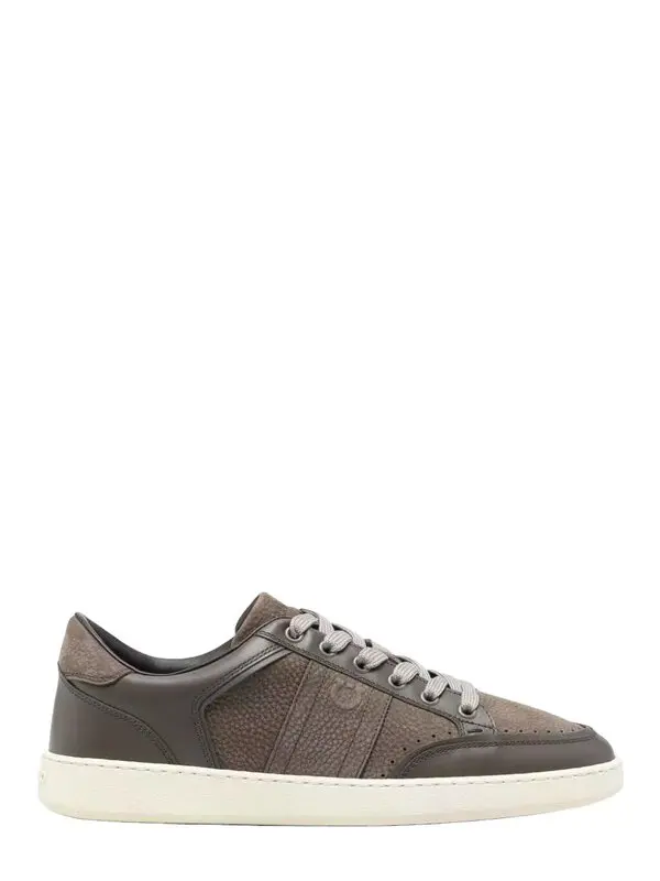 FERRAGAMO Panelled Leather Sneakers - Brown