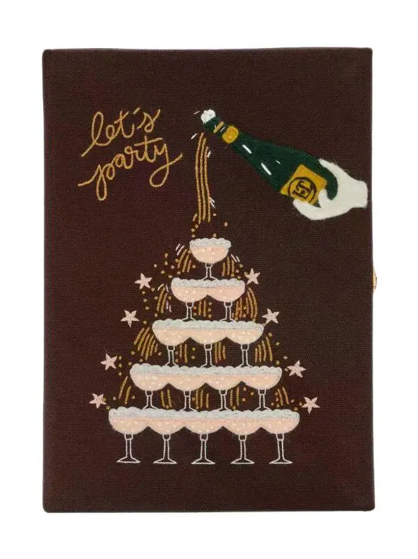 OLYMPIA LE-TAN Let's Party" Embroidered Book Clutch - Brown