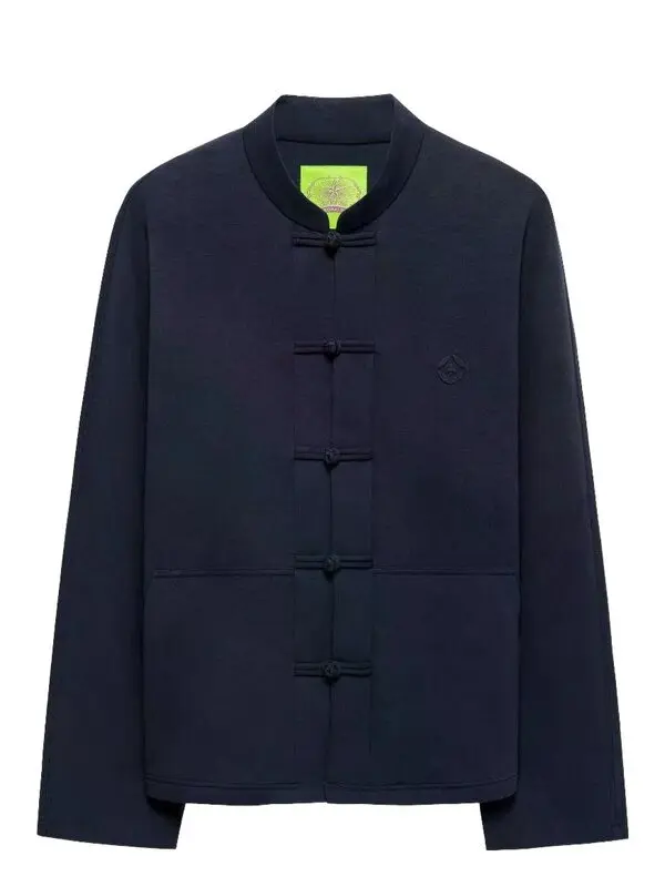 Shanghai Tang Mandarin Collar Frog Button Jacket - Blue