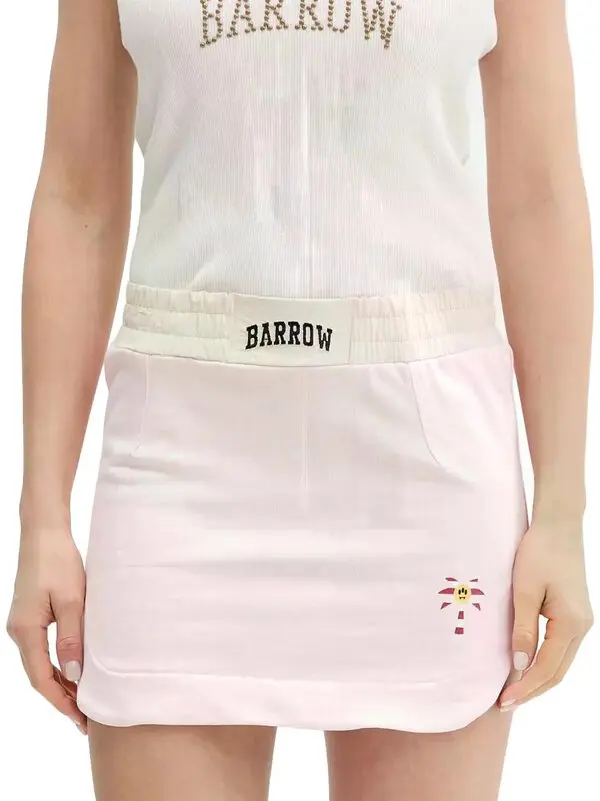 BARROW Logo-patch Straight Mini Skirt - Pink