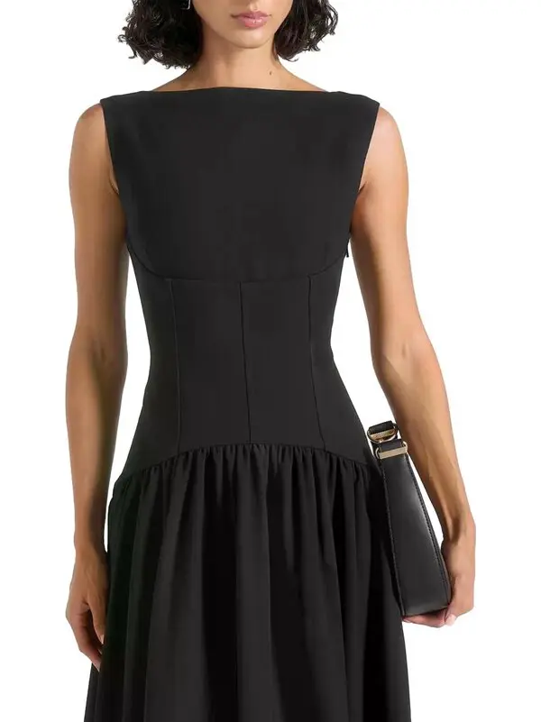 Manière De Voir Maniere De Voir Zadie Boat Neck Corset Maxi Dress - Black