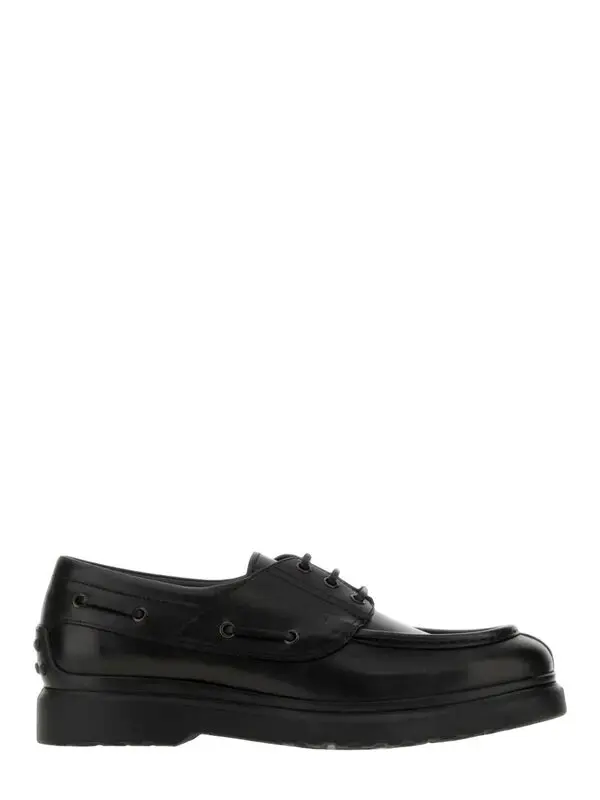 TOD'S Lace-up Leather Boat Shoes - Black