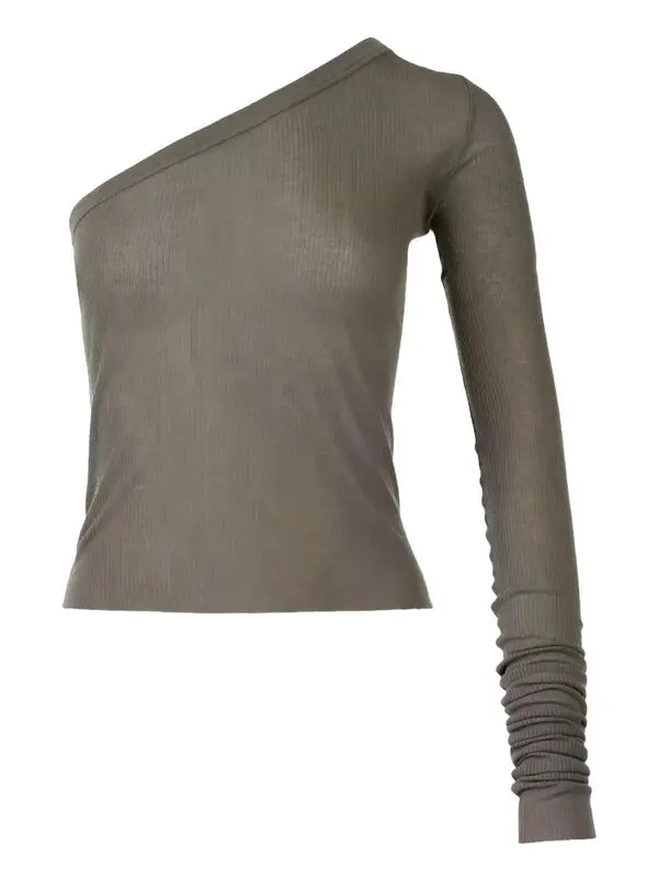Rick Owens One-shoulder Ribbed Knit Top - Grey
