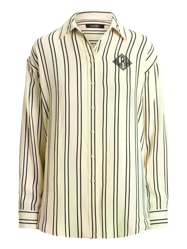 Ralph Lauren Striped Embroidered Logo Shirt - Neutrals