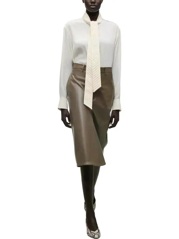 Victoria Beckham Pleated Scarf Detail Blouse - Neutrals