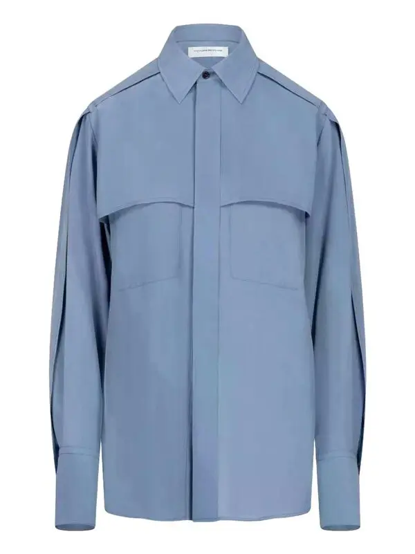 Victoria Beckham Utility Silk Shirt - Blue