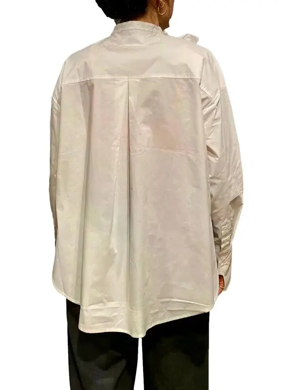 PSOPHIA Mandarin Collar Shirt With Removable Floral Applique - White