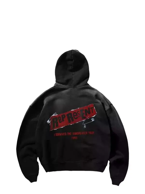REPRESENT Graphic Print Drop-shoulder Hoodie - Black