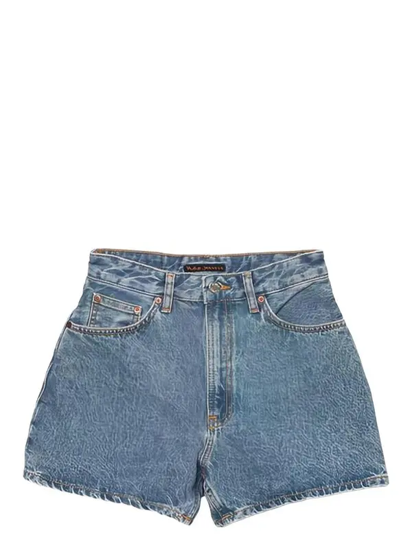 Nudie Jeans Maeve Denim Shorts With Contrast Stitching - Blue