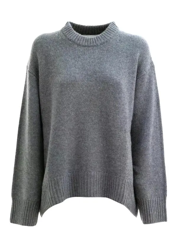 LISA YANG Ribbed Knit Crew Neck Sweater - Grey