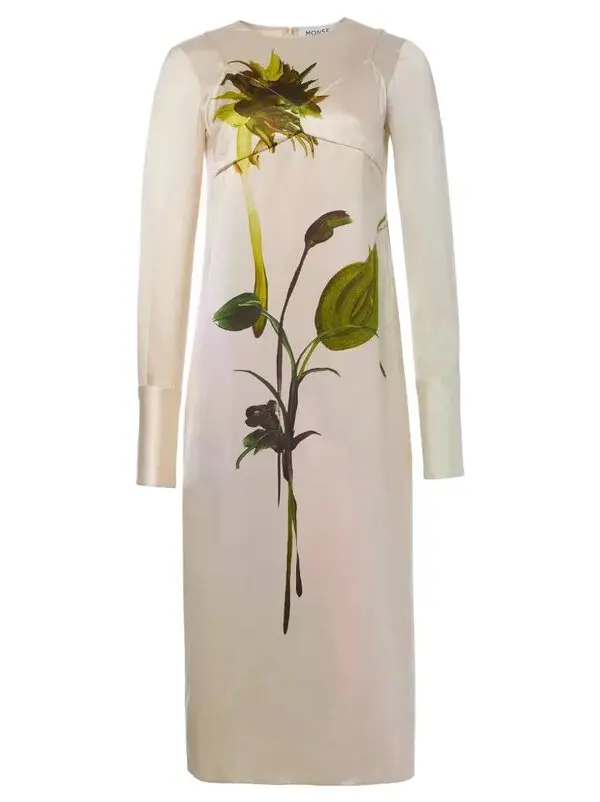 Monse Deconstructed Sunflower Print Midi Dress - Neutrals