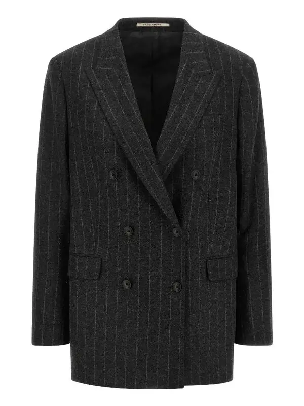 Tagliatore Jasmine Double-breasted Pinstripe Suit Jacket - Grey