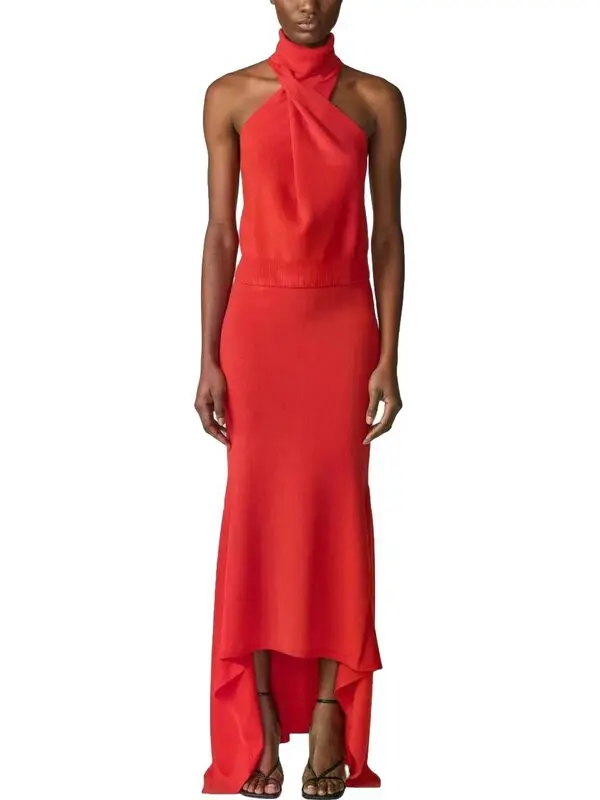 Monse Twist-front Halterneck Top - Red