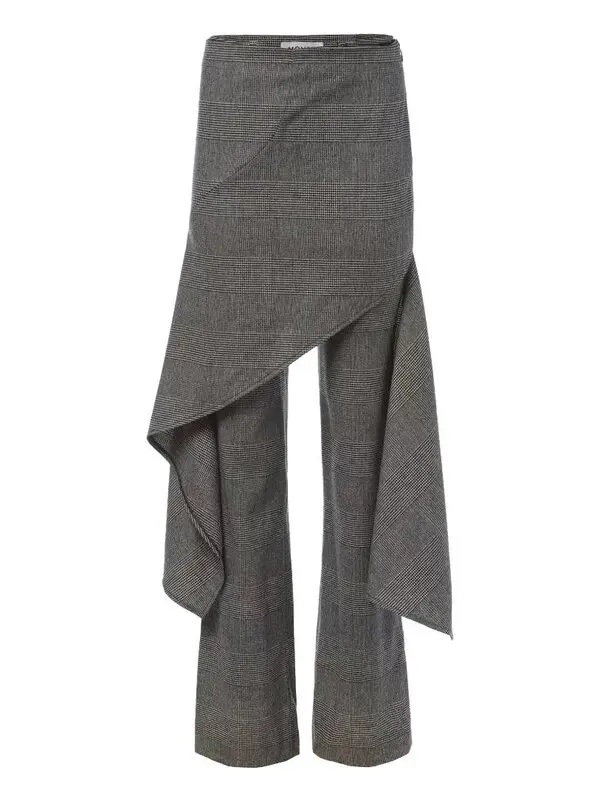 Monse Asymmetric Skirt-overlay Trousers - Grey