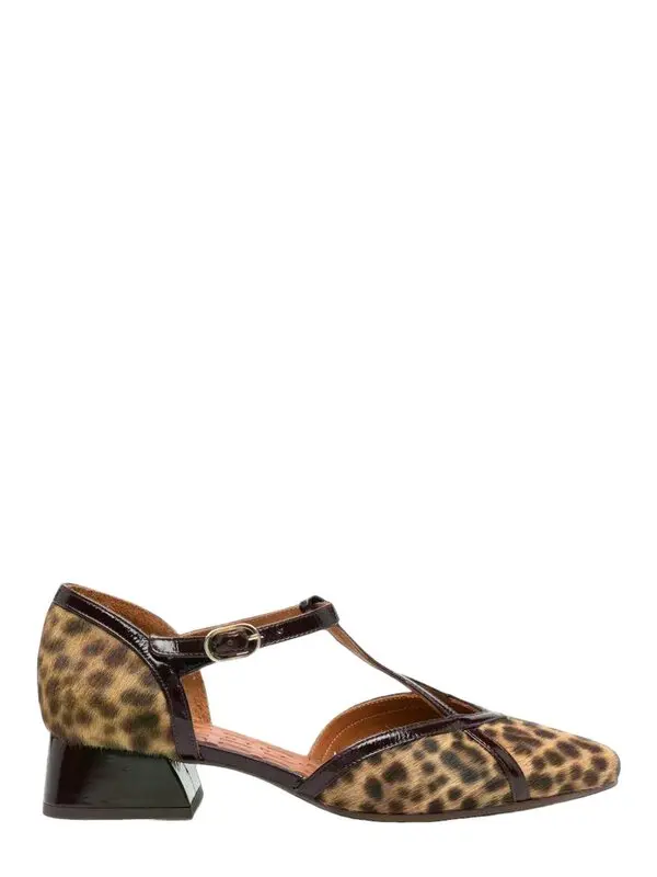 Chie Mihara Hidrow Leopard Print T-bar Heeled Pumps - Brown