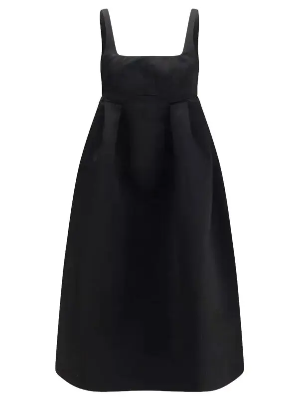 GANNI Square Neck Midi Dress - Black