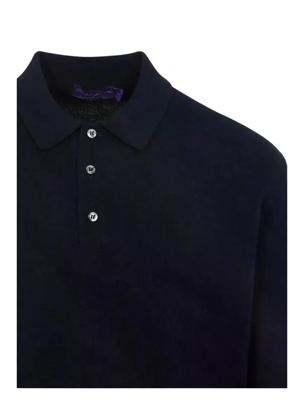Ralph Lauren Purple Label Cashmere Polo Sweater - Blue