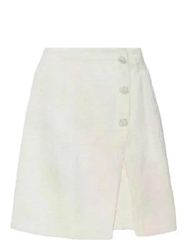 SELF-PORTRAIT Embellished Slit Mini Skirt - White
