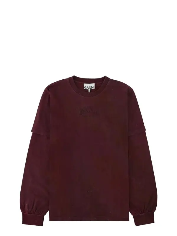 GANNI Double-sleeve Sweatshirt - Red