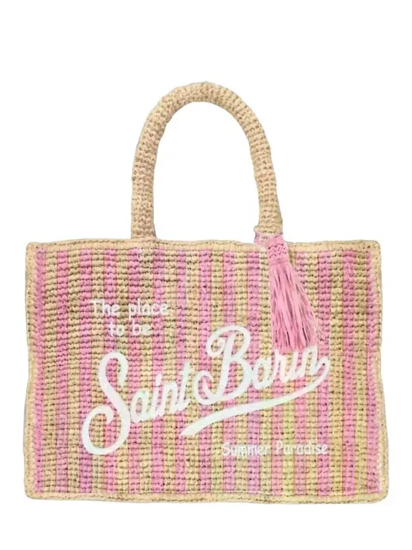 MC2 SAINT BARTH Striped Raffia Tote Bag - Neutrals