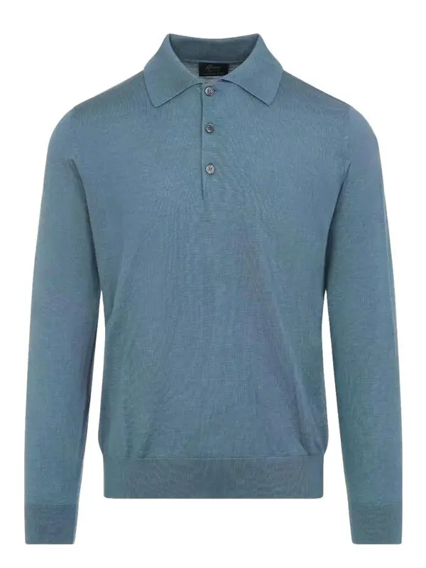 Brioni Button-up Polo Sweater - Blue